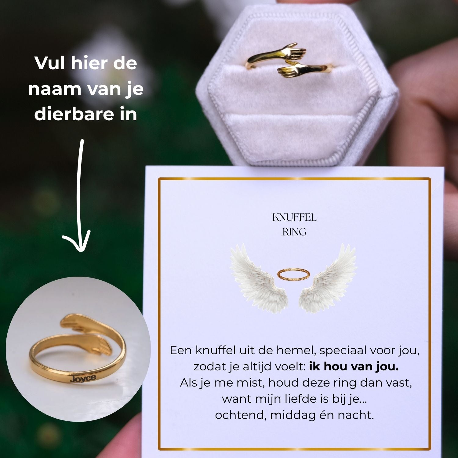 HUG IN HEAVEN V3 - Knuffelring met Persoonlijke Gravure – Amelia Sieraden