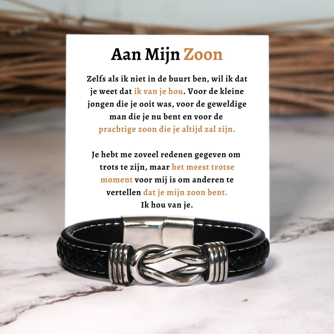 Aan mijn zoon Armband - Cadeau voor zoon - Vegan Leren Armband 21 cm ...