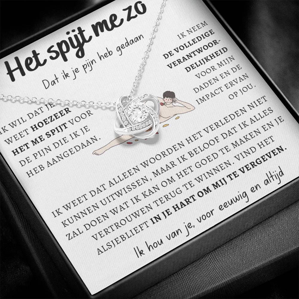 Het spijt me zo, Ik hou van je - Liefdesknoop Halsketting – Amelia Sieraden