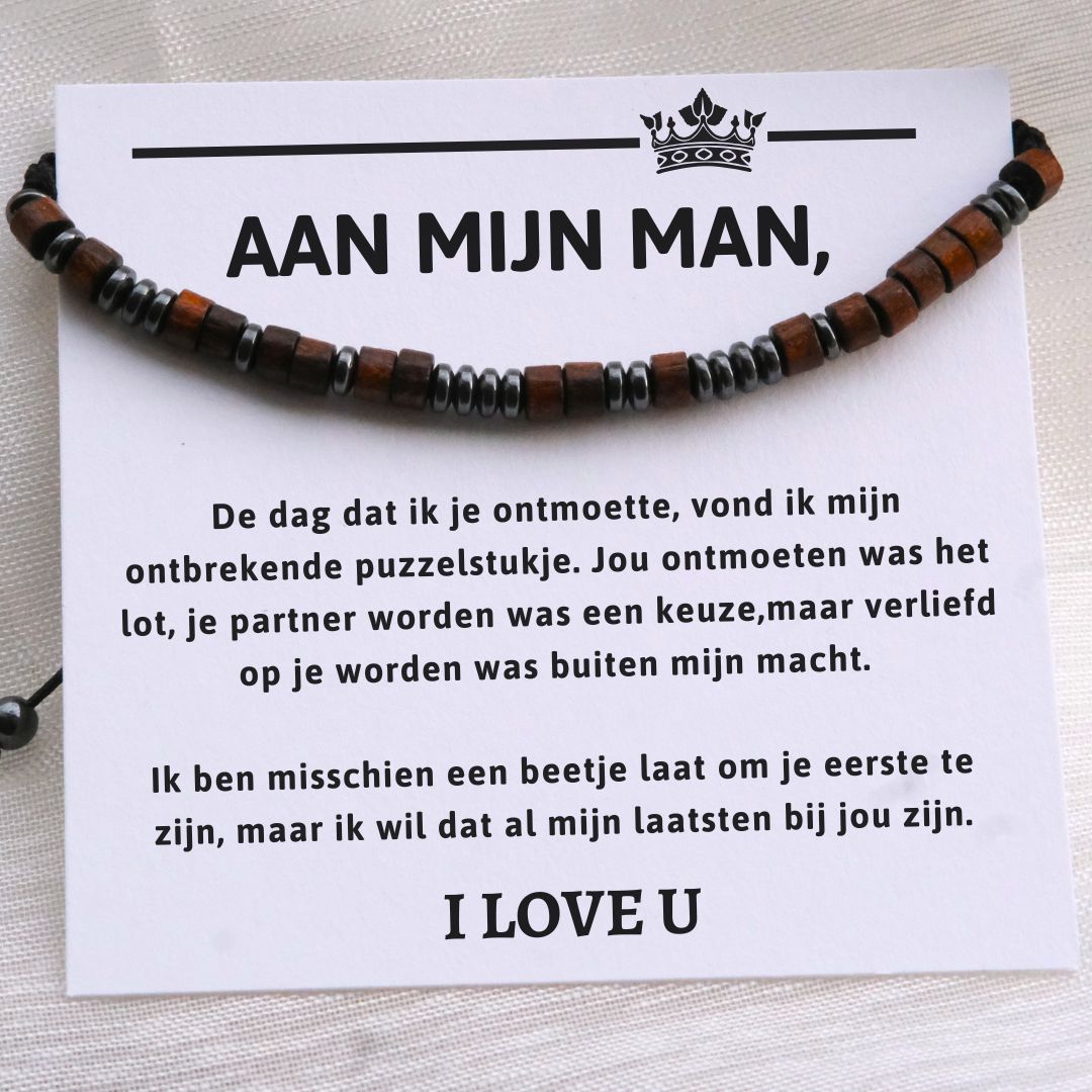 Aan mijn Man - 'I Love You' Morse code armband – Amelia Sieraden